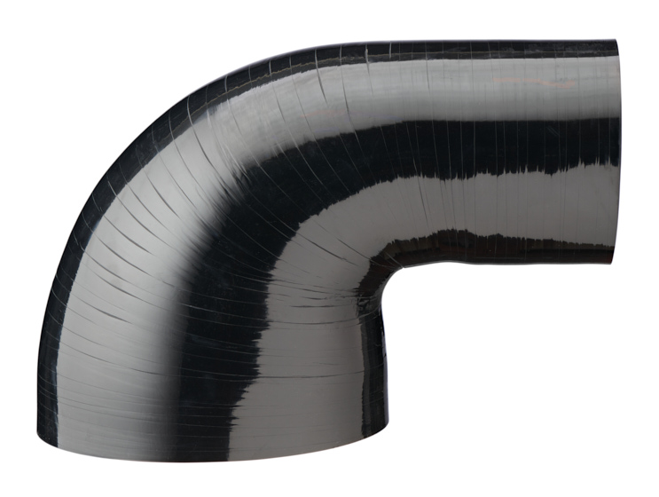 Silicone 90 Degree Reducing Elbow 4" to 3" ID Gloss Black - One Short ...