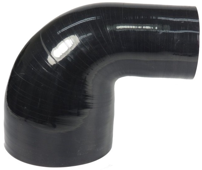Silicone 90 Degree Reducing Elbow 5" to 3" ID Gloss Black: Intake Hoses
