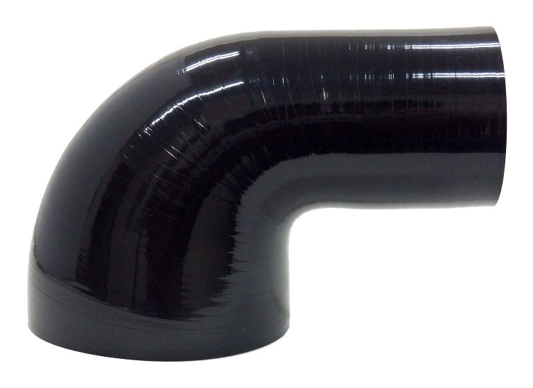 Silicone 90 Degree Reducing Elbow 4" to 2.5" ID Gloss Black: Intake Hoses